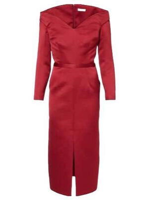 SAFIYAA LONDON Asuman Off-the-shoulder Midi Dress - Red