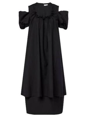 Comme Des Garçons Cutout Wool Midi Dress - Black