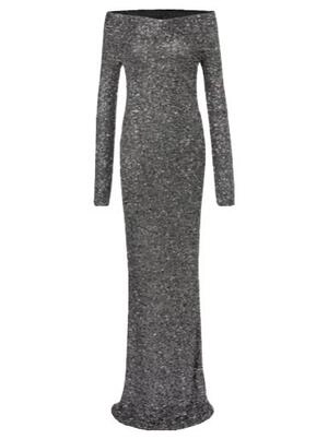 Stella McCartney Sequined Off-shoulder Gown - Gray