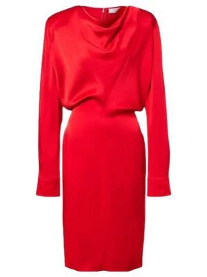 Stella McCartney Satin Cowl Neck Midi Dress - Red