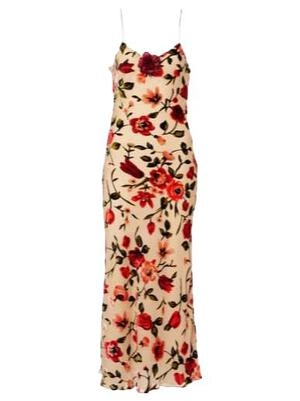 RODARTE Sheer Floral Velvet Devoré Slip Dress - Nude