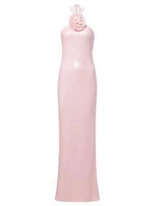 RODARTE Floral Appliqué Sequined Column Gown - Pink