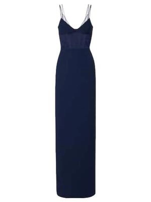 David Koma Bustier Maxi Dress With Tulle Paneling - Black