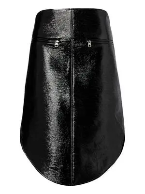 COURREGES Faux Leather Midi Skirt With Zip Pockets - Black