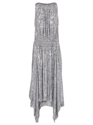 Rabanne Sequined Strapless Asymmetrical Cocktail Dress - Gray