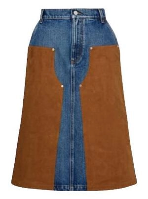 Stella McCartney Faux Suede-trimmed Denim Midi Skirt - Brown