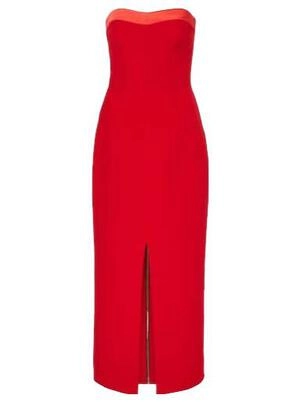 SAFIYAA LONDON Sydney Satin-trimmed Midi Dress - Red