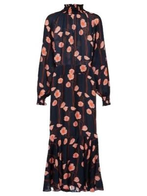 Johanna Ortiz Floral Silk Georgette Midi Dress - Black