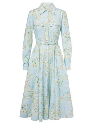 EMILIA WICKSTEAD Floral Cotton Poplin Shirt Dress - White