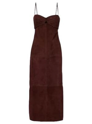 Johanna Ortiz Suede Midi Dress - Brown