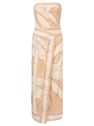 Johanna Ortiz Palms Pontoon Cotton Poplin Midi Dress - Nude