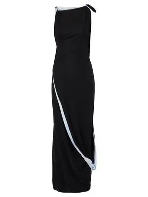 Victoria Beckham Asymmetrical Draped Jersey Midi Dress - Black