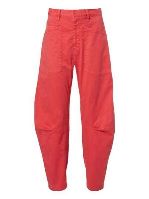 NILI LOTAN Shon Cotton Barrel-leg Pants - Red