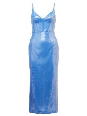 David Koma Sequined Corset Midi Dress - Blue