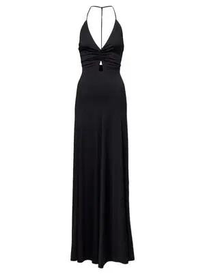 Victoria Beckham Gathered Jersey Open-back Gown - Black