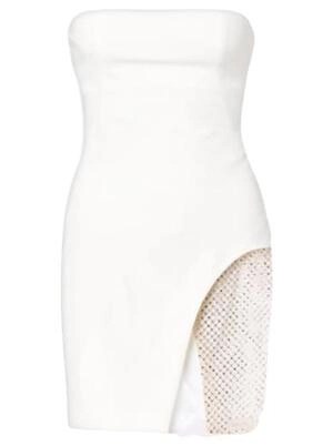 Attico Embellished Strapless Cady Mini Dress - White
