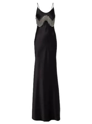 David Koma Embellished Satin Gown - Black