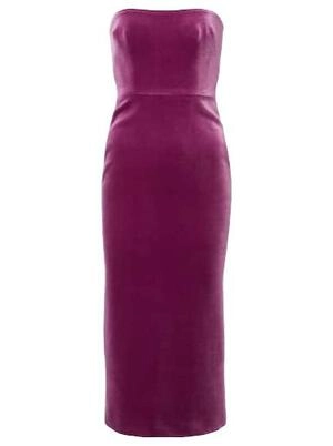 Alex Perry Strapless Velvet Midi Dress - Red