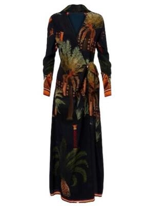 Johanna Ortiz Printed Silk Wrap Maxi Dress - Black