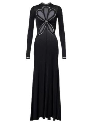 Rabanne Cutout Embellished Jersey Maxi Dress - Black