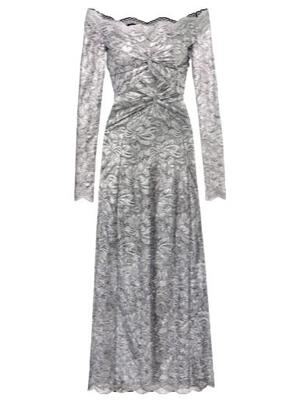 Rabanne Metallic Lace Maxi Dress - Gray