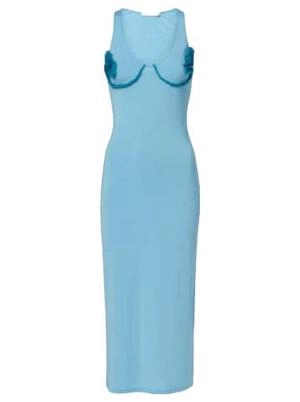 NENSI DOJAKA Cosimina Floral Appliqué Midi Dress - Blue