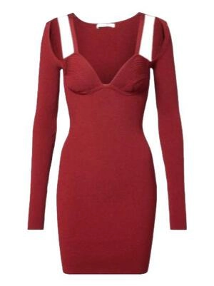 NENSI DOJAKA Cutout Knitted Minidress - Red