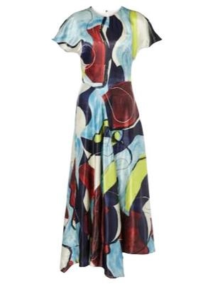 ROKSANDA Adriana Printed Satin Midi Dress - Multicolor