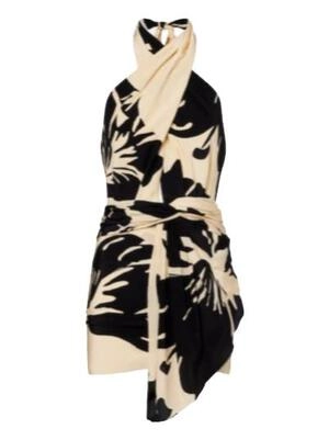 JOHANNA ORTIZ Johanna Ortiz Halterneck Floral Silk Minidress