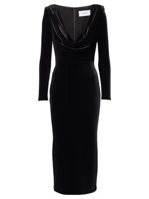 Alex Perry Velvet Draped Corset Dress - Black