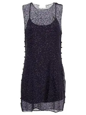 Coperni Embellished Sheer Silk Mini Dress - Black