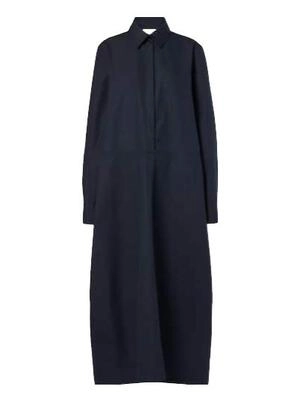 JIL SANDER Gathered Cotton Poplin Shirt Dress - Black
