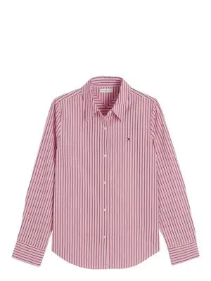 Tommy Hilfiger Striped Embroidered Logo Shirt - Pink