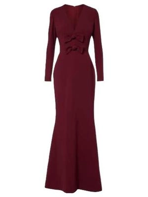 Elie Saab Cady Gown With Bow Detail - Brown