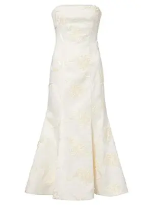 ROTATE BY BIRGER CHRISTENSEN Bridal Floral-appliqué Satin Midi Dress - White