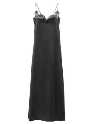 Co Name' Lace-trimmed Silk Satin Slip Dress - Black