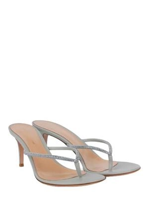 GIANVITO ROSSI Embellished Suede Thong Sandals - Nude