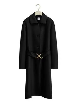 Dior Coat With Belt And Gold-finish Bow Detail - Black