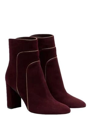 GIANVITO ROSSI Suede Ankle Boots With Gold Tone Detailing - Brown