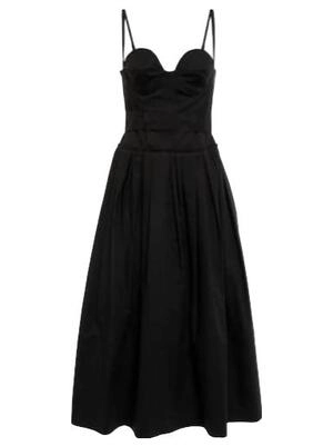 Proenza Schouler Cotton-blend Sweetheart Neckline Midi Dress - Black