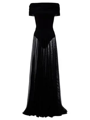 Norma Kamali Off-the-shoulder Sheer Mesh Maxi Dress - Black