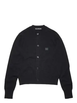 Acne Studios Face Logo Patch Button-up Cardigan - Black