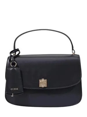 Guess Flap Shoulder Bag With Gold-tone Buckle - Black