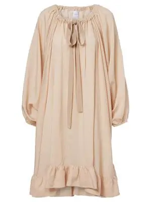 PATOU Striped Midi Dress With Elasticated Neckline And Cuffs - Nude