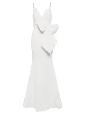 Rebecca Vallance Genevieve Bow-trimmed Crepe Gown - White