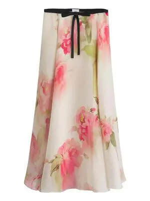Dior Mid-length Flared Skirt With Grosgrain Waistband - Nude