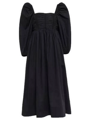 Ulla Johnson Puff Sleeve Pleated Dress - Black