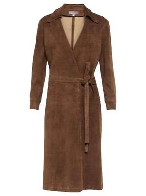 Stouls Ross Suede Wrap Midi Dress - Brown