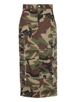 Vetements Camouflage Cotton Cargo Midi Skirt - Multicolor