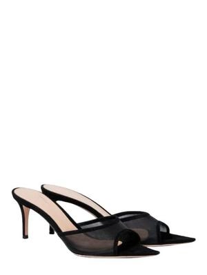 GIANVITO ROSSI Suede-trimmed Organza Pointed-toe Stiletto Mules - Black